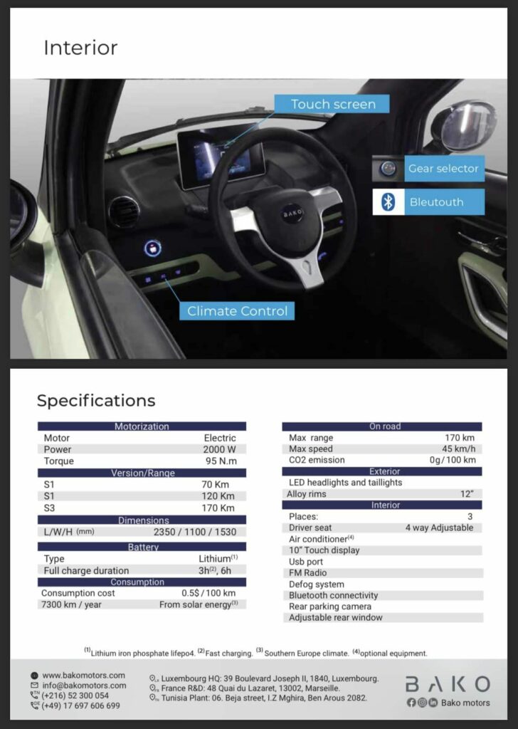 La voiture électrique signée Bako Motors bientôt sur le marché ! - L'ORLOFF